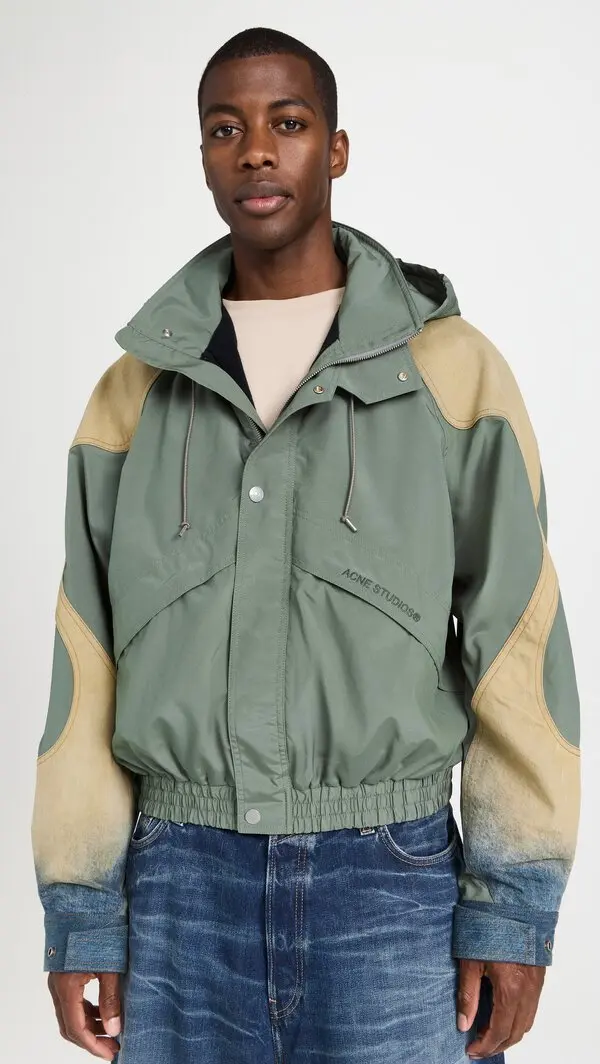 Acne Studios Ocyber Windbreaker In Olive Green - 55% Off